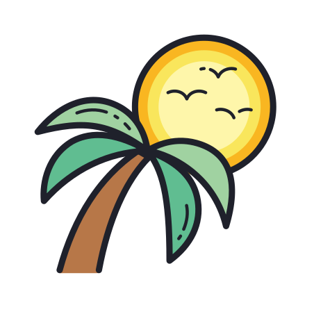 Tropics icon in Color Hand Drawn Style