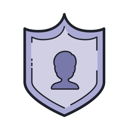User Shield icon in Color Hand Drawn Style