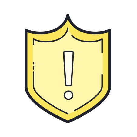 Warning Shield icon in Color Hand Drawn Style
