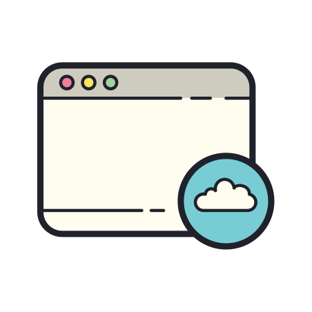 Window Cloud icon in Color Hand Drawn Style