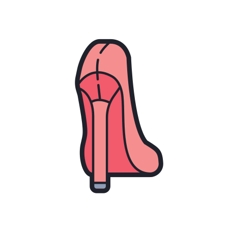 Women Shoe Back View icon in Color Hand Drawn Style