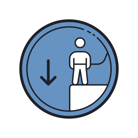 Working At Height icon in Color Hand Drawn Style