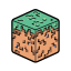 Minecraft Grass Cube icon in Color Hand Drawn Style