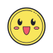 Anime Emoji icon in Color Hand Drawn Style