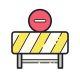 Road Closure icon in Color Hand Drawn Style