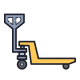 Hand Pallet Truck icon in Color Hand Drawn Style