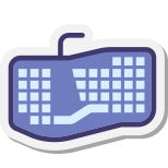 Ergonomic Keyboard icon in Stickers Style