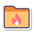 Burn Folder icon in Cute Outline Style