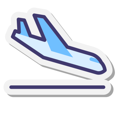 Airplane Landing icon in Stickers Style