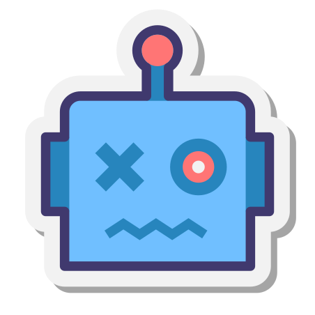 Broken Robot icon in Stickers Style