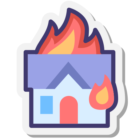 Burning House icon in Stickers Style