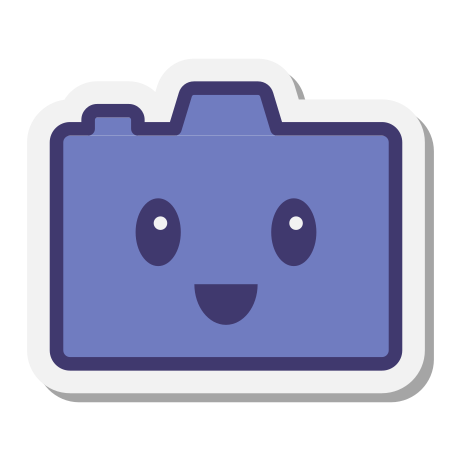 Camera Icon With Face icon in Stickers Style