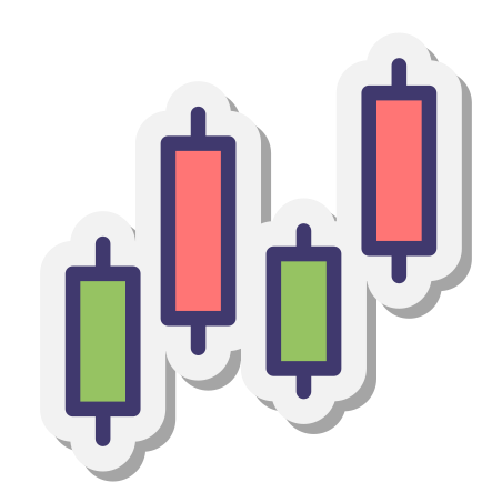 Candlestick Chart icon in Stickers Style