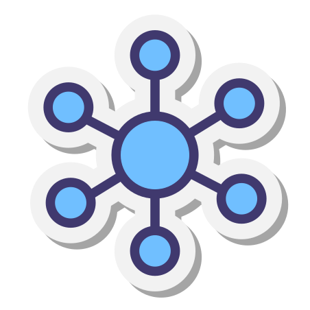 Centralized Network icon in Stickers Style