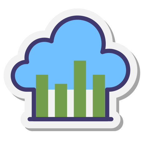 Cloud Bar Chart icon in Stickers Style
