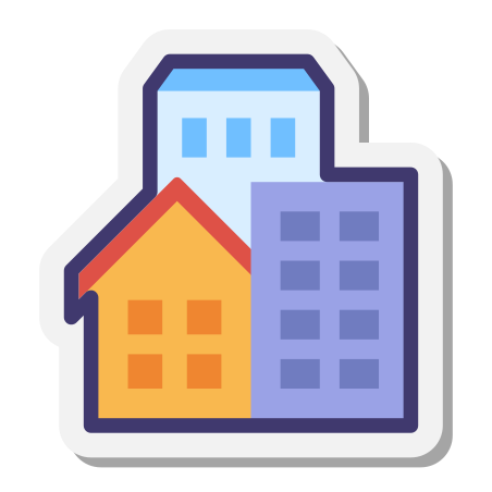 Downtown icon in Stickers Style