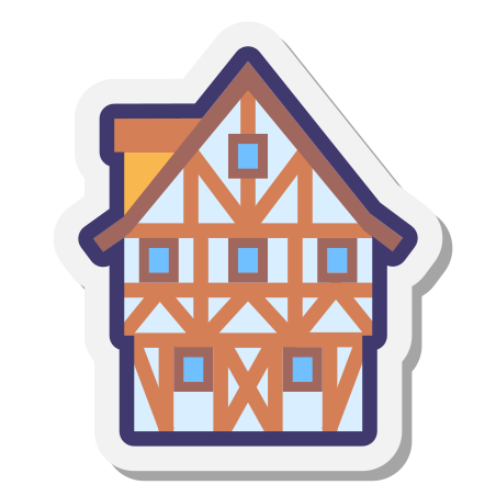 German House icon in Stickers Style