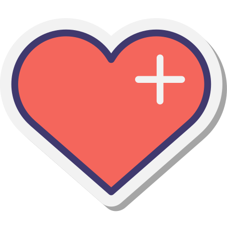 Heart Plus icon in Stickers Style