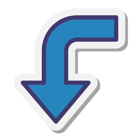 Left Down 2 icon in Stickers Style