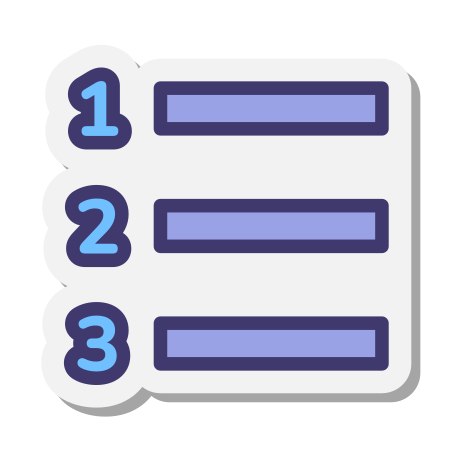 Numbered List icon in Stickers Style