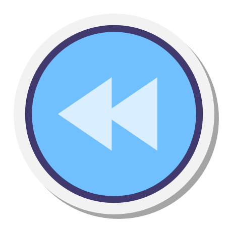 Rewind Button Round icon in Stickers Style