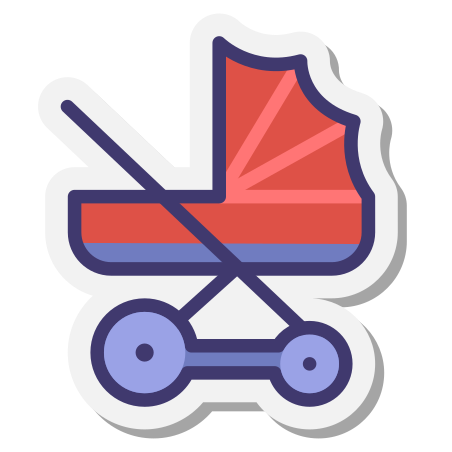 Baby Stroller icon in Stickers Style