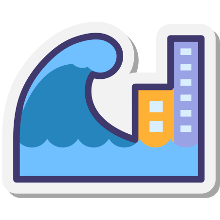 Tsunami icon in Stickers Style
