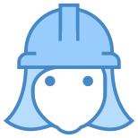 Female Worker icon in Blue UI Style