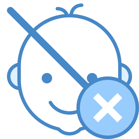Not Suitable for Children Under Age X icon in Blue UI Style