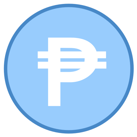 Peso Symbol icon in Blue UI Style