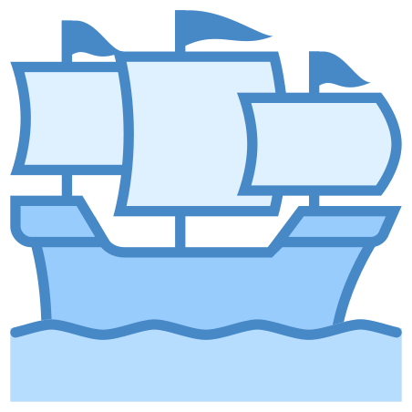 Sailing Ship icon in Blue UI Style