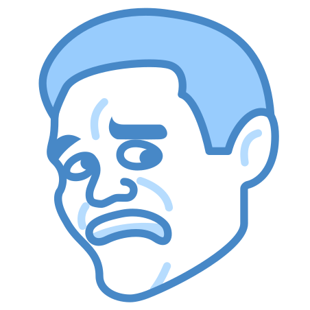 Scared Face Meme icon in Blue UI Style