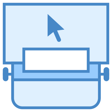 Typewriter With Screen icon in Blue UI Style