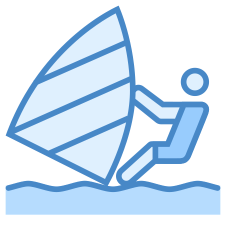 Windsurfing icon in Blue UI Style